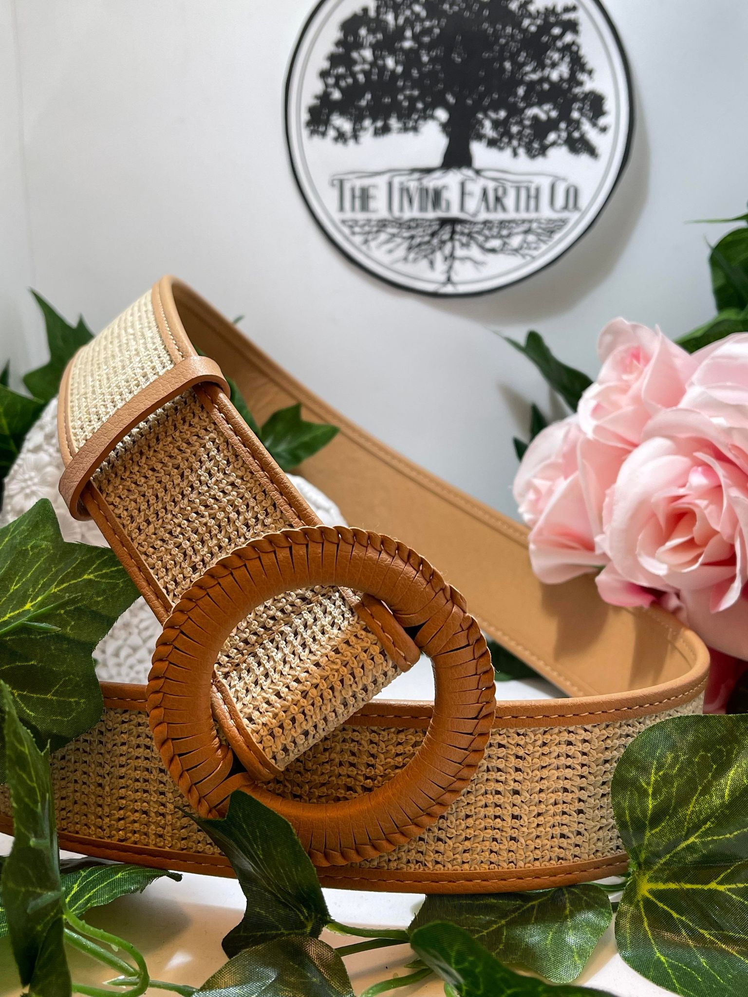 Leather and Rattan Adjustable Belt | The Living Earth Co.