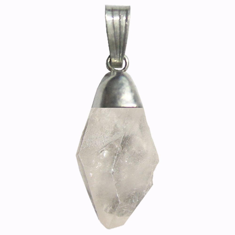 PENDANT - Quartz Rough Cap Bevel End 3.75cm | The Living Earth Co.